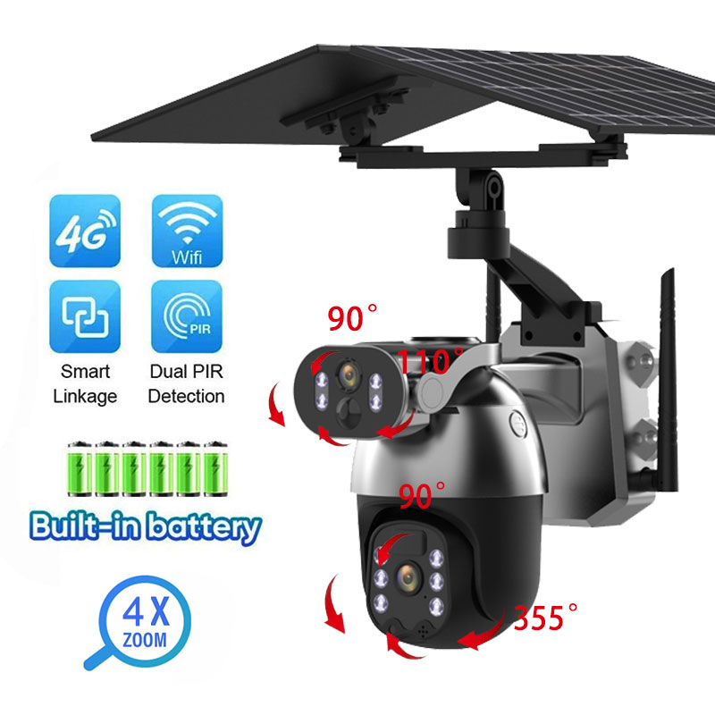 China Q5Max Outdoor 4G/WIFI Solar Powered Security Dual Lens Camera ...