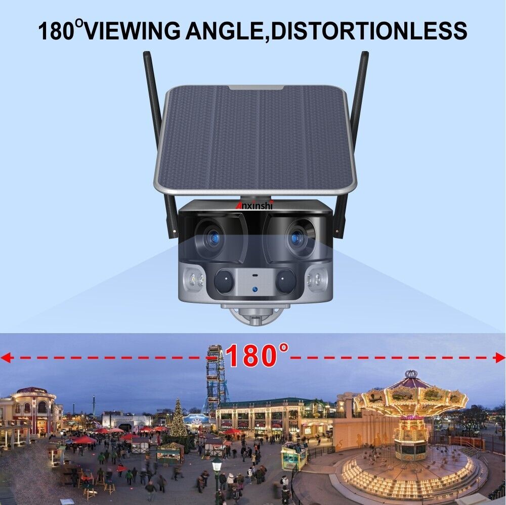 China Y6 8MP/4K 180° Wiewing Angle Dual Lens Solar Security Camera ...